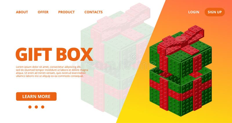 Web Template with a Gift Box. Vector Stock Vector - Illustration of ...