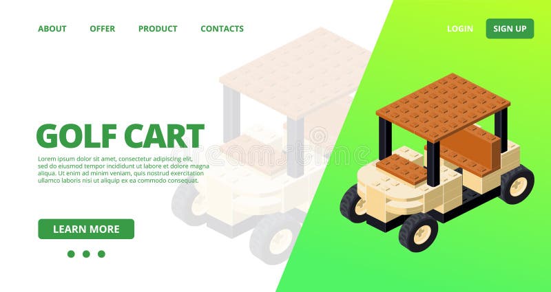 Web Template with a Golf Cart. Vector Stock Vector - Illustration of ...