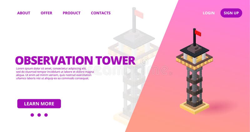 Web Template with a Observation Tower. Vector Stock Vector ...