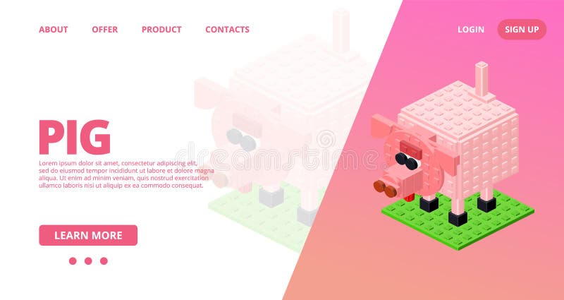 Web Template with a Pig. Vector Stock Vector - Illustration of farmer ...