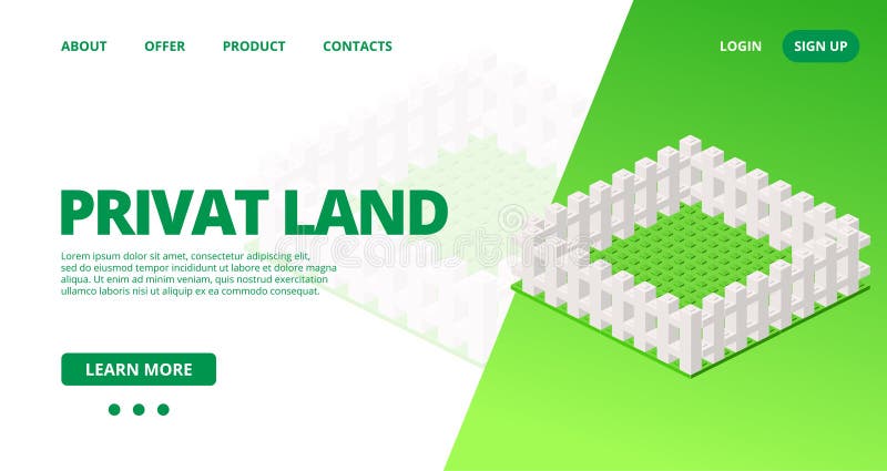 Web Template with a Private Land. Vector Stock Vector - Illustration of ...