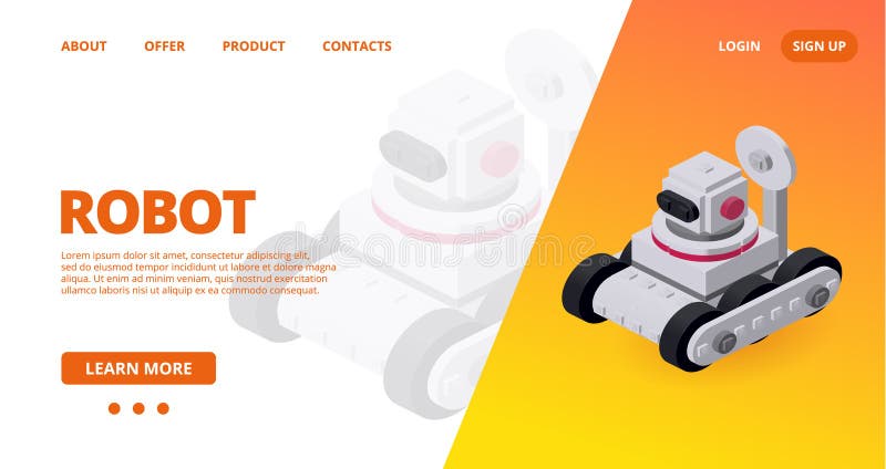 Web Template with a Rover Robot. Vector Stock Vector - Illustration of ...