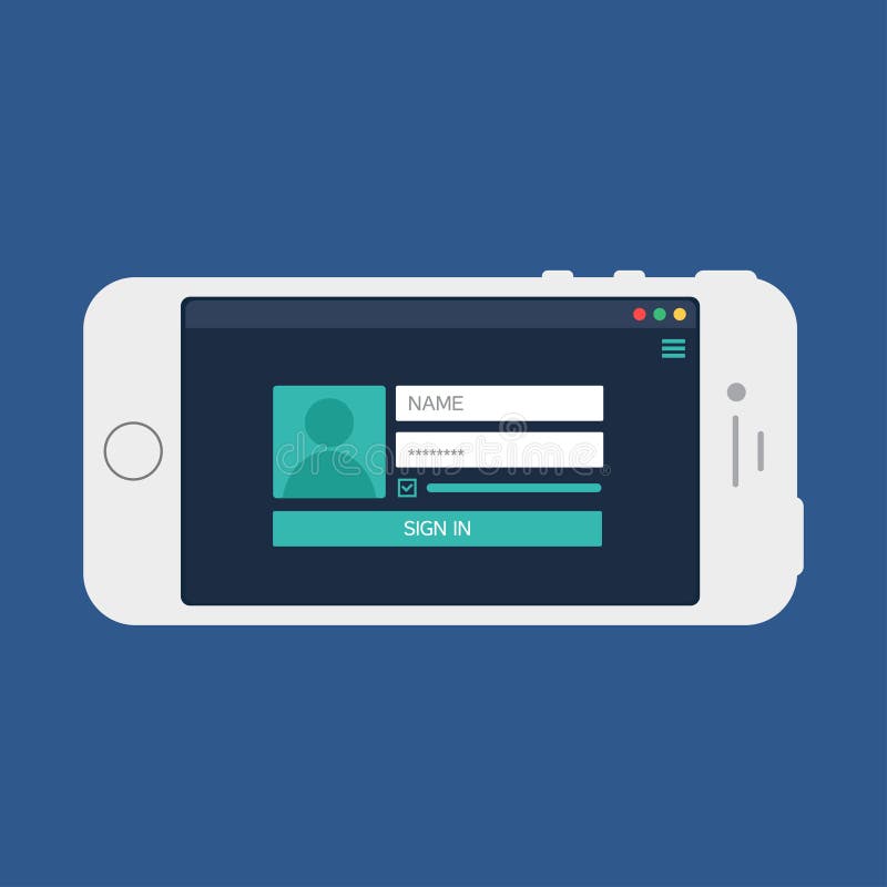 Web Template of Smartphone Login Form Stock Illustration - Illustration ...