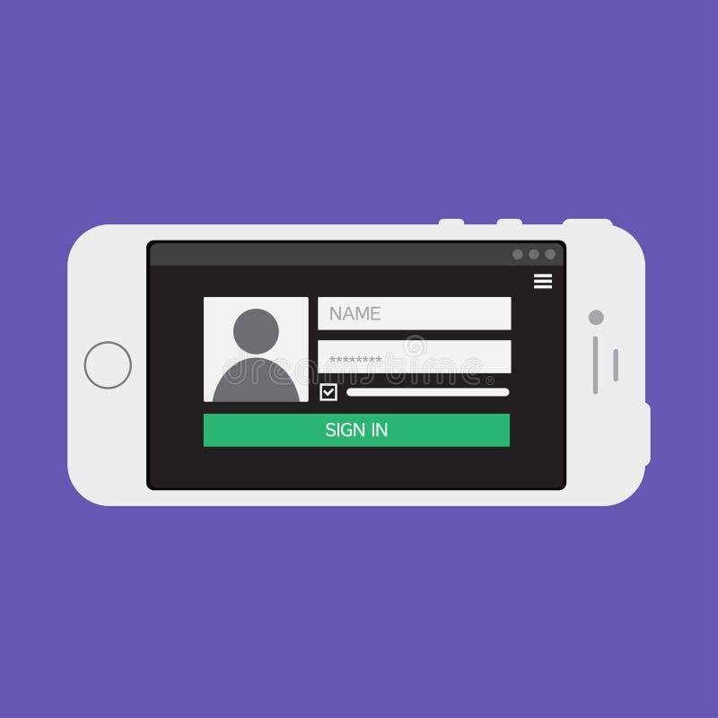 Web Template of Smartphone Login Form Stock Illustration - Illustration ...