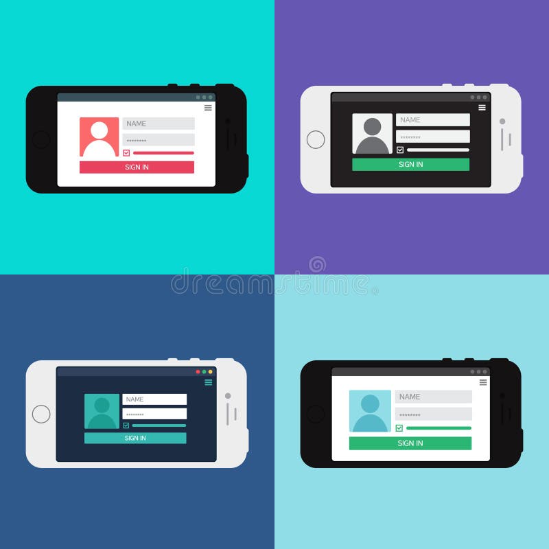 Web Template of Smartphone Login Form Stock Illustration - Illustration ...