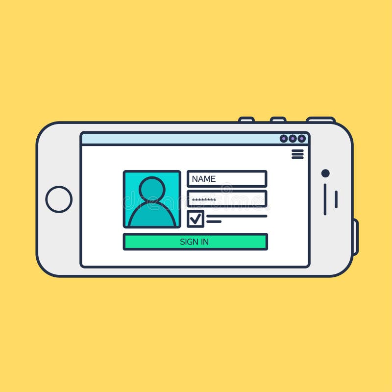 Web Template of Smartphone Login Form Stock Illustration - Illustration ...