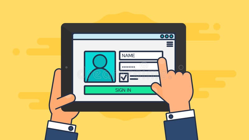 Web Template of Tablet Login Form Stock Illustration - Illustration of ...