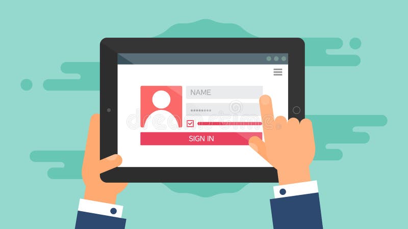 Web Template of Tablet Login Form Stock Illustration - Illustration of ...