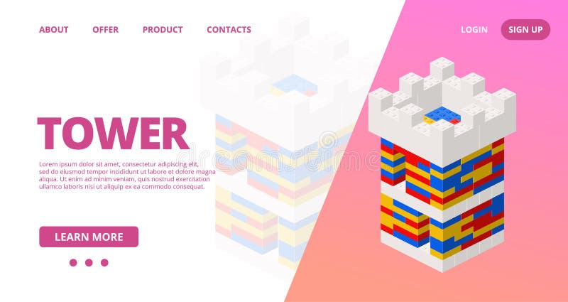 Web Template with a Tower. Vector Stock Illustration - Illustration of ...