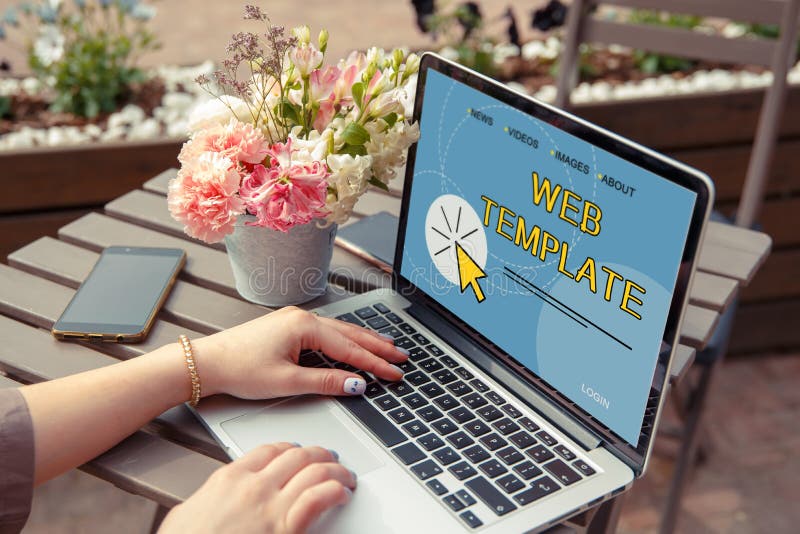 WEB TEMPLATE - Words with Ico Mouse Cursor on Computer Stock Image ...