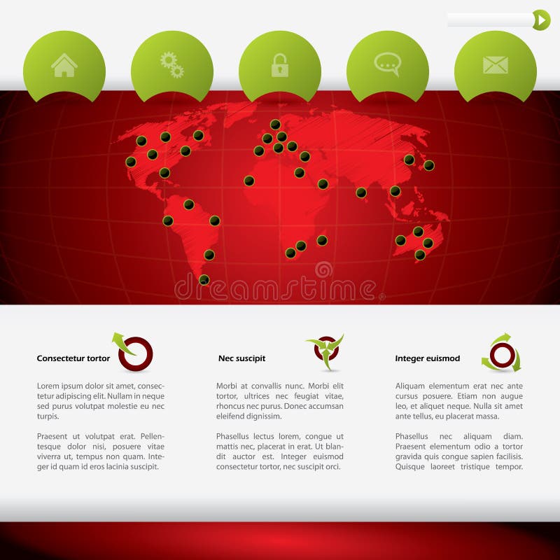 Web Template With World Map And Details Stock Vector - Illustration of ...