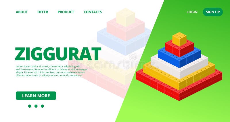 Web Template with a Ziggurat. Vector Stock Vector - Illustration of ...