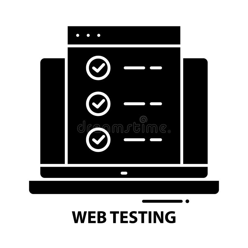 Web Testing Icon, Black Vector Sign with Editable Strokes, Concept ...