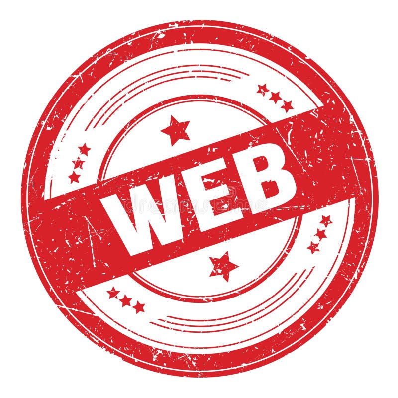 WEB Text on Red Round Grungy Stamp Stock Illustration - Illustration of ...