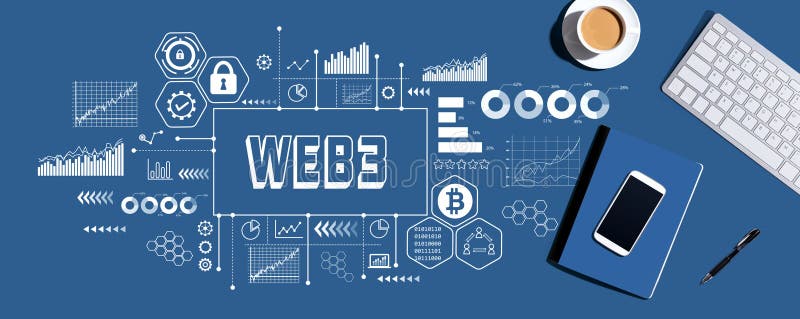 Web3 Theme with Computer Keyboard and Office Items Stock Image - Image ...
