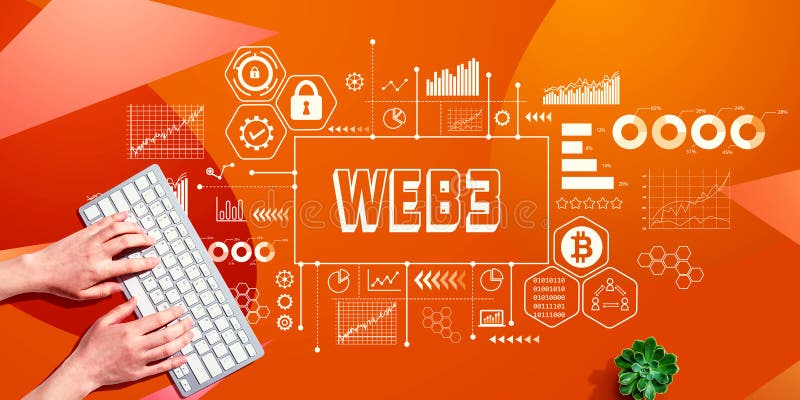 Web3 Theme with Person Using Computer Keyboard Stock Photo - Image of ...