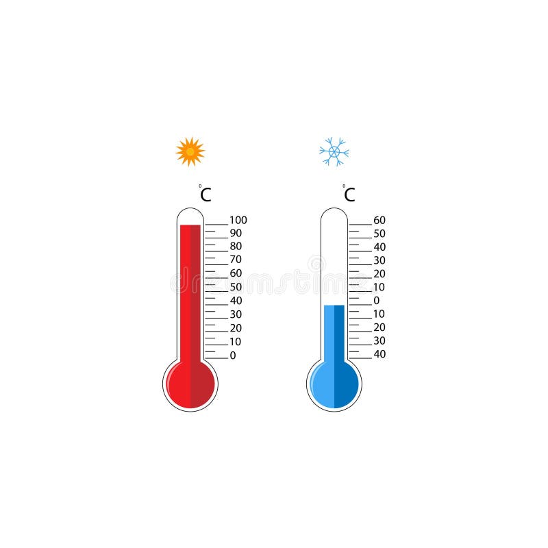 Web Thermometer Icons. Hot and Cold Temperature for Summer and Winter ...
