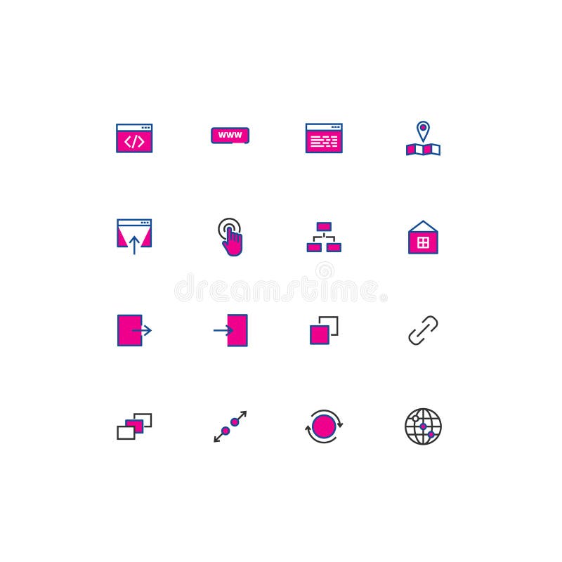 Web Thin Line Color Line Icons for Ui Stock Vector - Illustration of ...