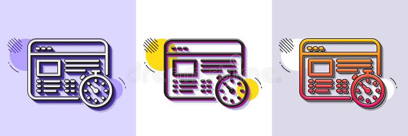 Web Timer Line Icon. Online Quiz Test Sign. Halftone Dotted Pattern ...