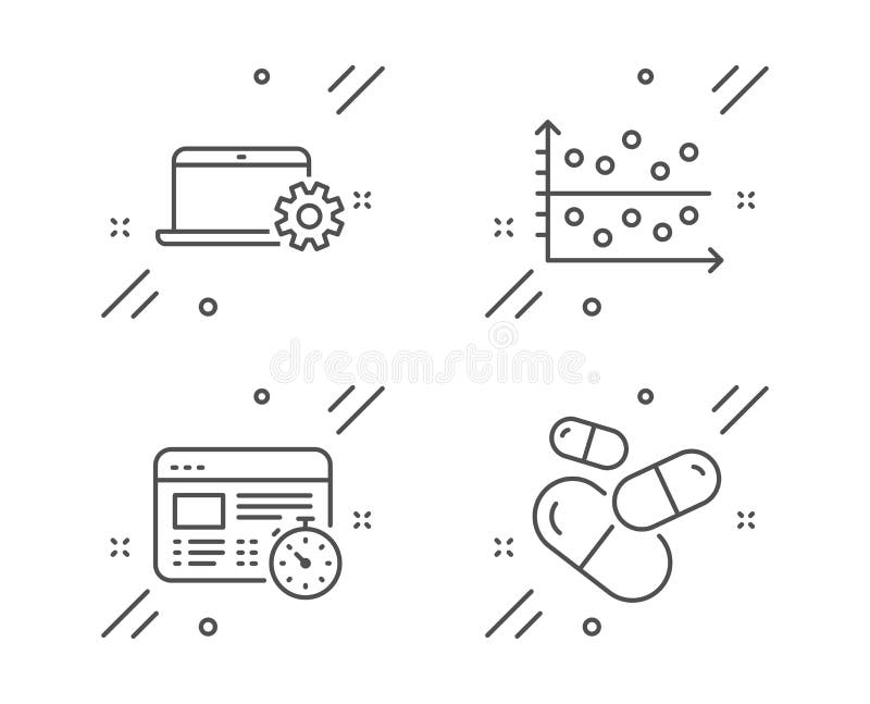 Outline Dot Plot Web Tutorials And Teamwork Line Icons For Web App Vector Stock Illustration
