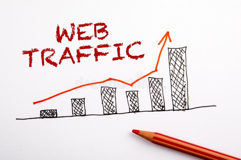 WEB TRAFFIC Concept. Statistics Graph with Arrow. Red Pencil on a Sheet ...