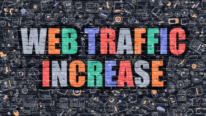 Web Traffic Increase in Multicolor. Doodle Design. Stock Illustration ...