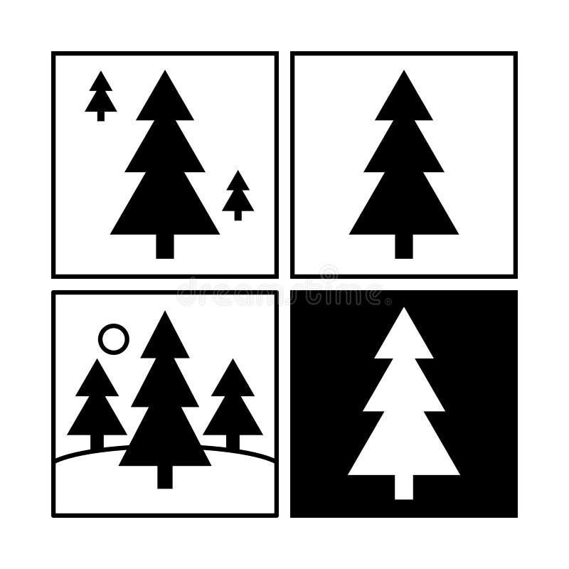 Tree Icon Set. Vector Isolated Monochrome Stock Illustration ...
