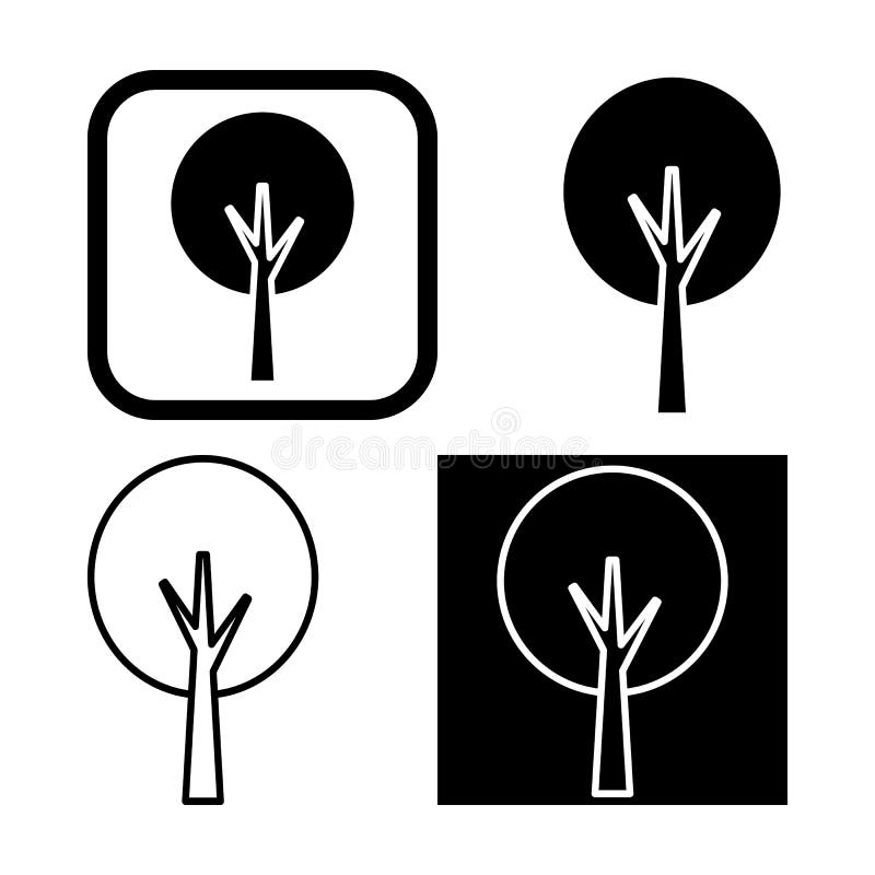 Tree Icon Set. Vector Isolated Monochrome Stock Illustration ...