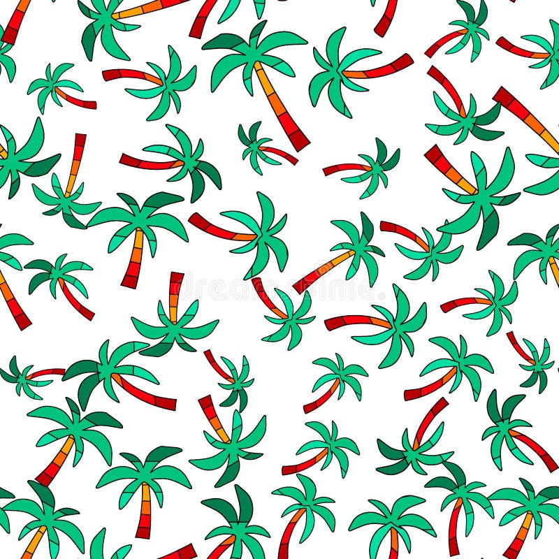 Tropical Palms - Seamless Pattern. Small Colorful Palms are Randomly ...