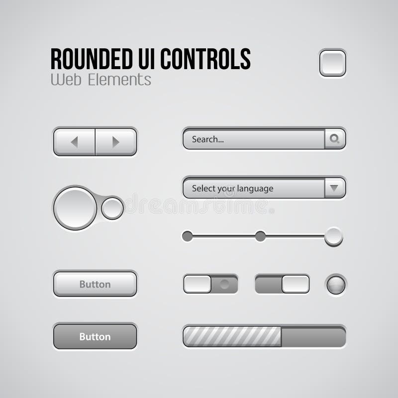 Web UI Controls Design Elements: Buttons, Switchers, on, Off, Player ...