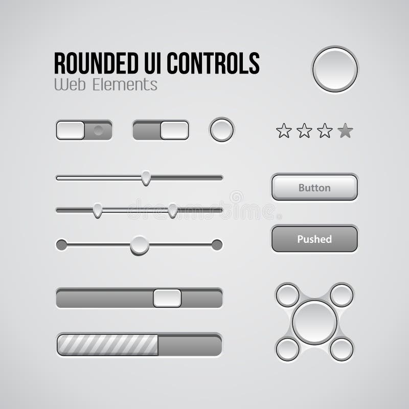 Web UI Controls Design Elements: Buttons, Switchers, on, Off, Player ...