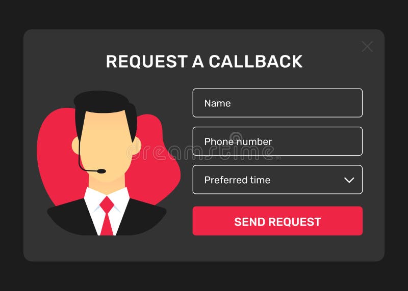 Callback Form. Call Us Back. Request a Phone Call. Phone Icon with ...