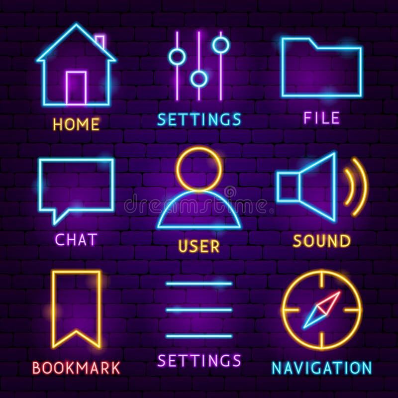 Web UI Neon Label Set stock vector. Illustration of file - 166209098