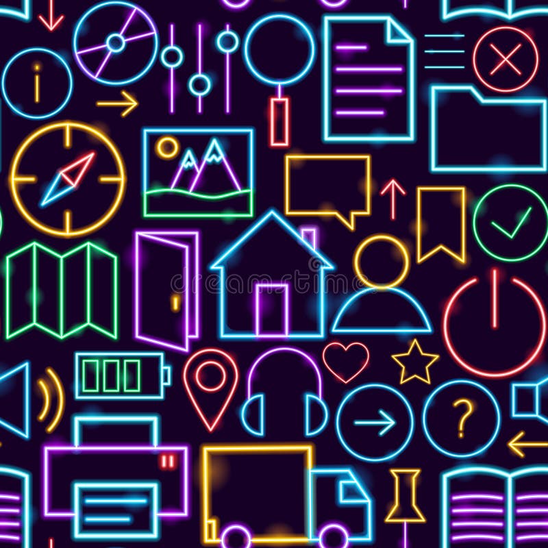 Settings UI Neon Label stock vector. Illustration of power - 166210215