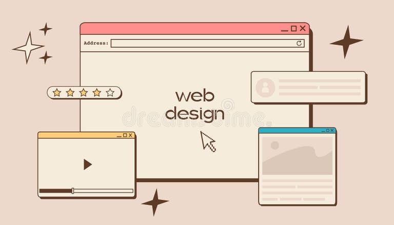 Web UI UX Design. Web Design Concept Banner in Retro Style. Studio ...