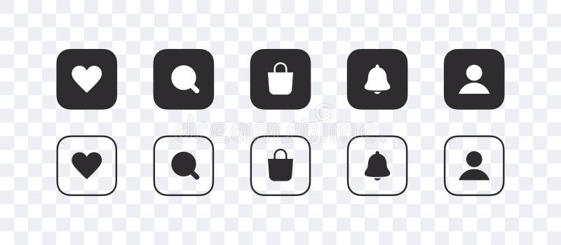 Web or UI UX Icon Set. Search, Cart and Notification Icons Stock ...