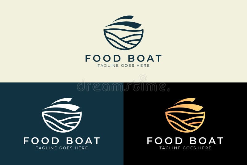 FOOD BOAT LOGO DESIGN TEMPLATE Stock Vector - Illustration of bowl ...