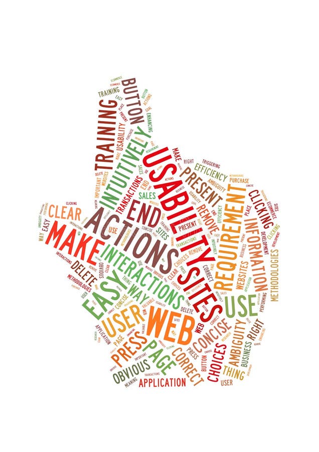 Web Usability Word Cloud Hand Shape Stock Illustration - Illustration ...