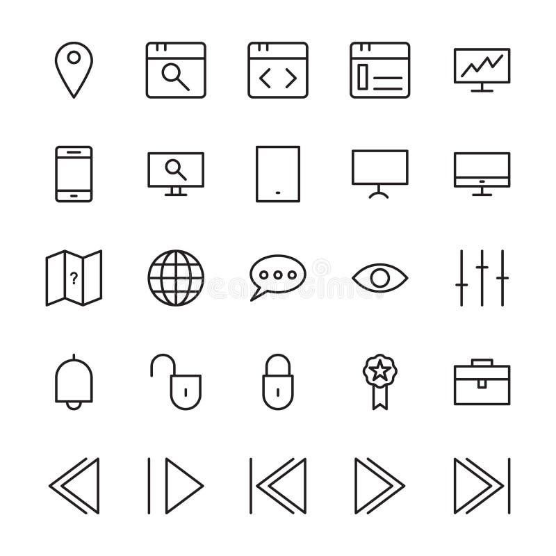 Web and User Interface Outline Vector Icons 7 Stock Illustration ...