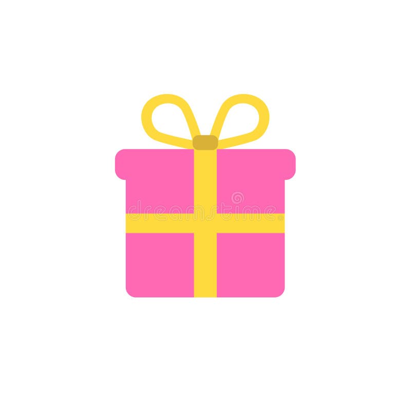 Web Vector Flat Icon of a Pink Gift Box with Yellow Bow. Element of ...