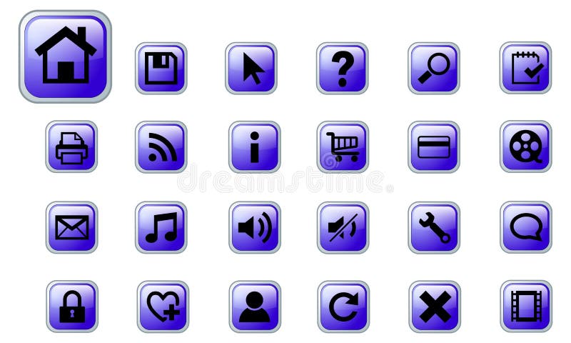 Blue Digital Media Art Icons Stock Vector - Illustration of broadcast ...