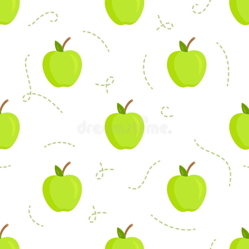 Vector Illustration of the Green Apple Pattern. Seamless Apple Vector ...