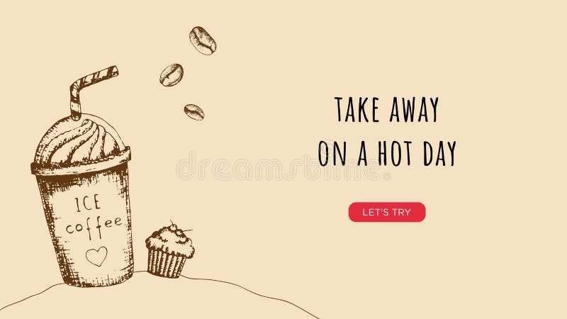 Vector Template for Coffee Business Website Screen. Concept Take Away ...