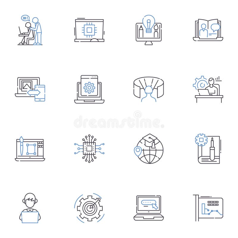 Web Venue Line Icons Collection Website Online Platform Community Digital Hub Nerk Vector
