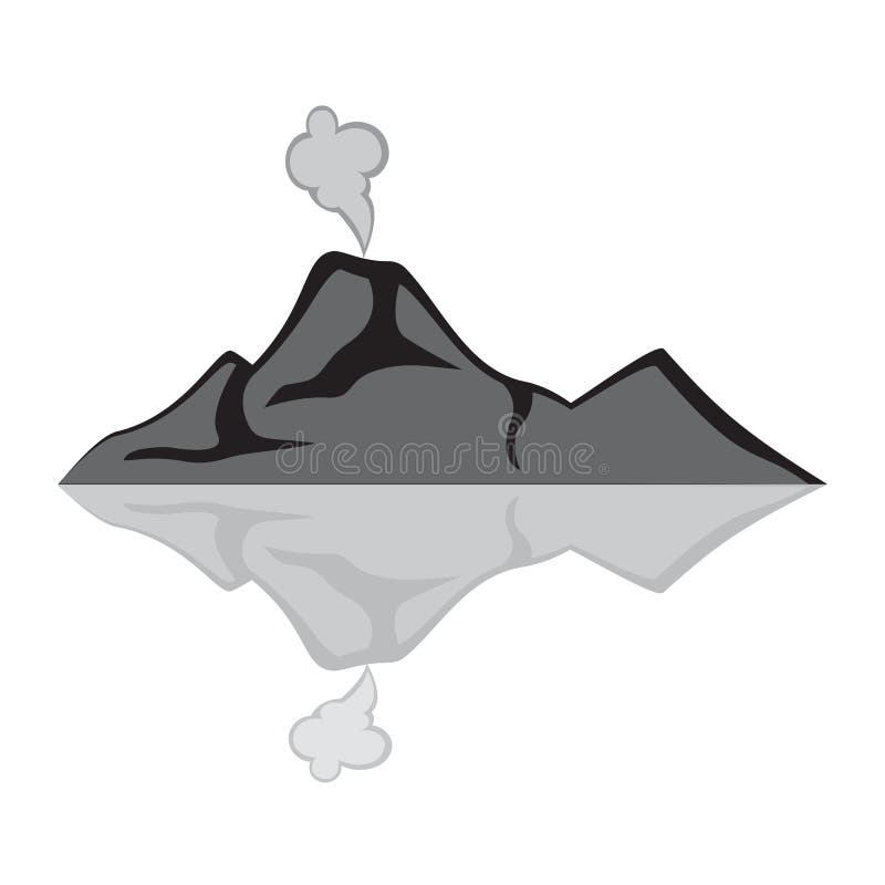 Volcano Mountain Eruption with Dust Cloud Vector Illustration Stock ...