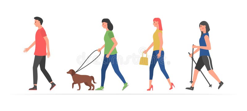 Friends Walking Exercise Cartoon Characters Stock Illustrations – 25 ...