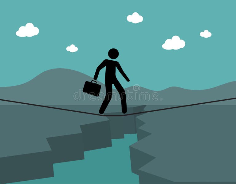 Walking on string stock vector. Illustration of anxiety - 264439858