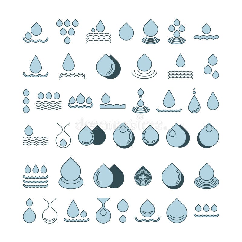 Flame Icon Set, Water Drop Logo, Set of Water Drops Symbol Icon, Nature ...