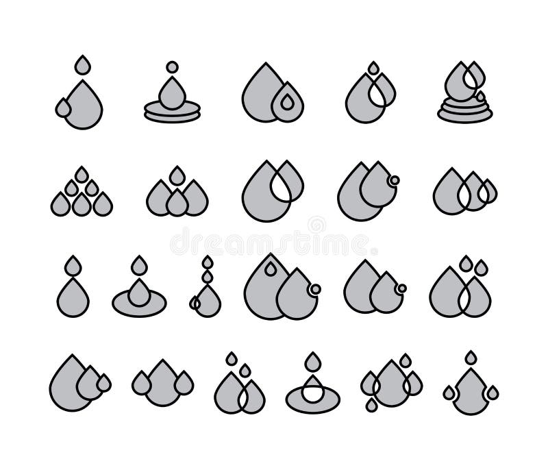 Water Drops Icons for Logo. Vector Black and White Isolated Stock ...