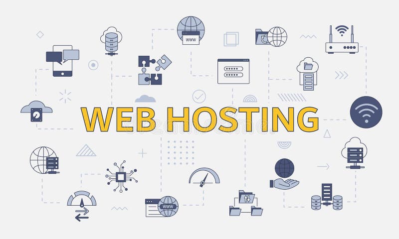 Web or Website Hosting Concept with Circle Icon for Website Template or ...